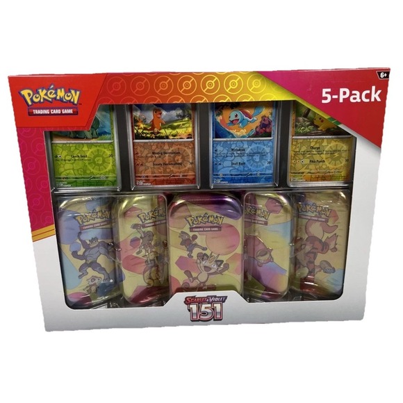 Games | Scarlet And Violet 151 Pokemon 5 Pack Mini Tins W 4 Promos ...